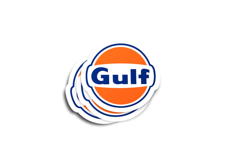 Gulf Oil Glossy Stickers - Ómra Creative